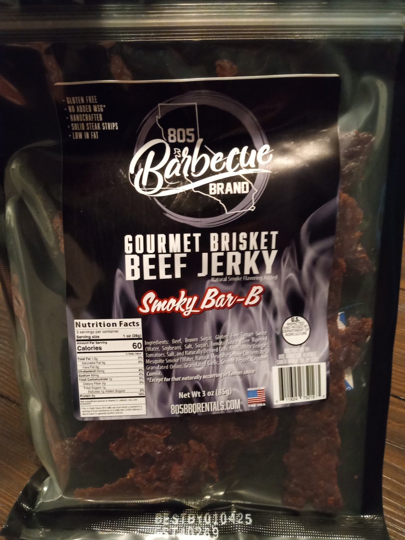 Smoky Bar B Q - Brisket Beef Jerky - 3oz 805 Bbq Brand - Etsy