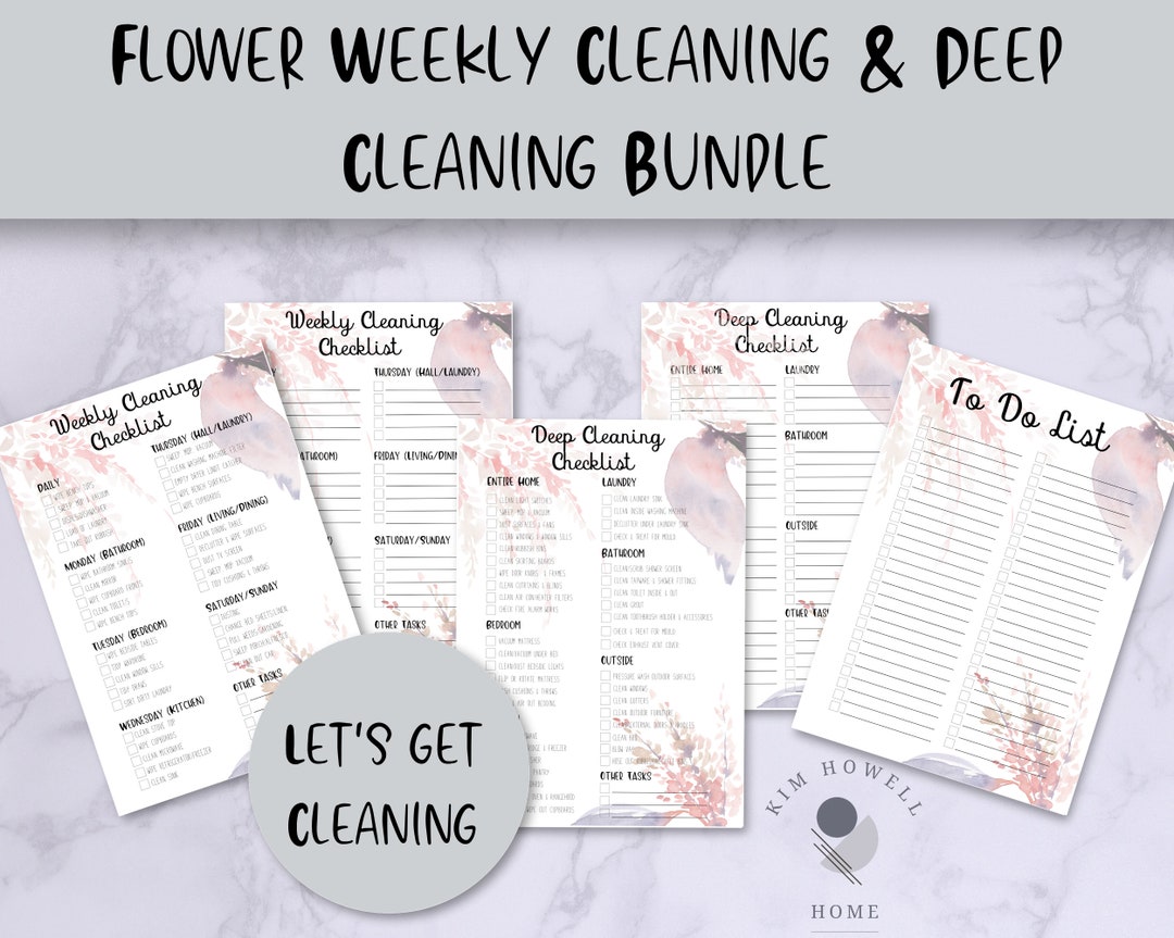 Weekly Cleaning Checklist | Deep Clean Checklist | Productivity Planner ...