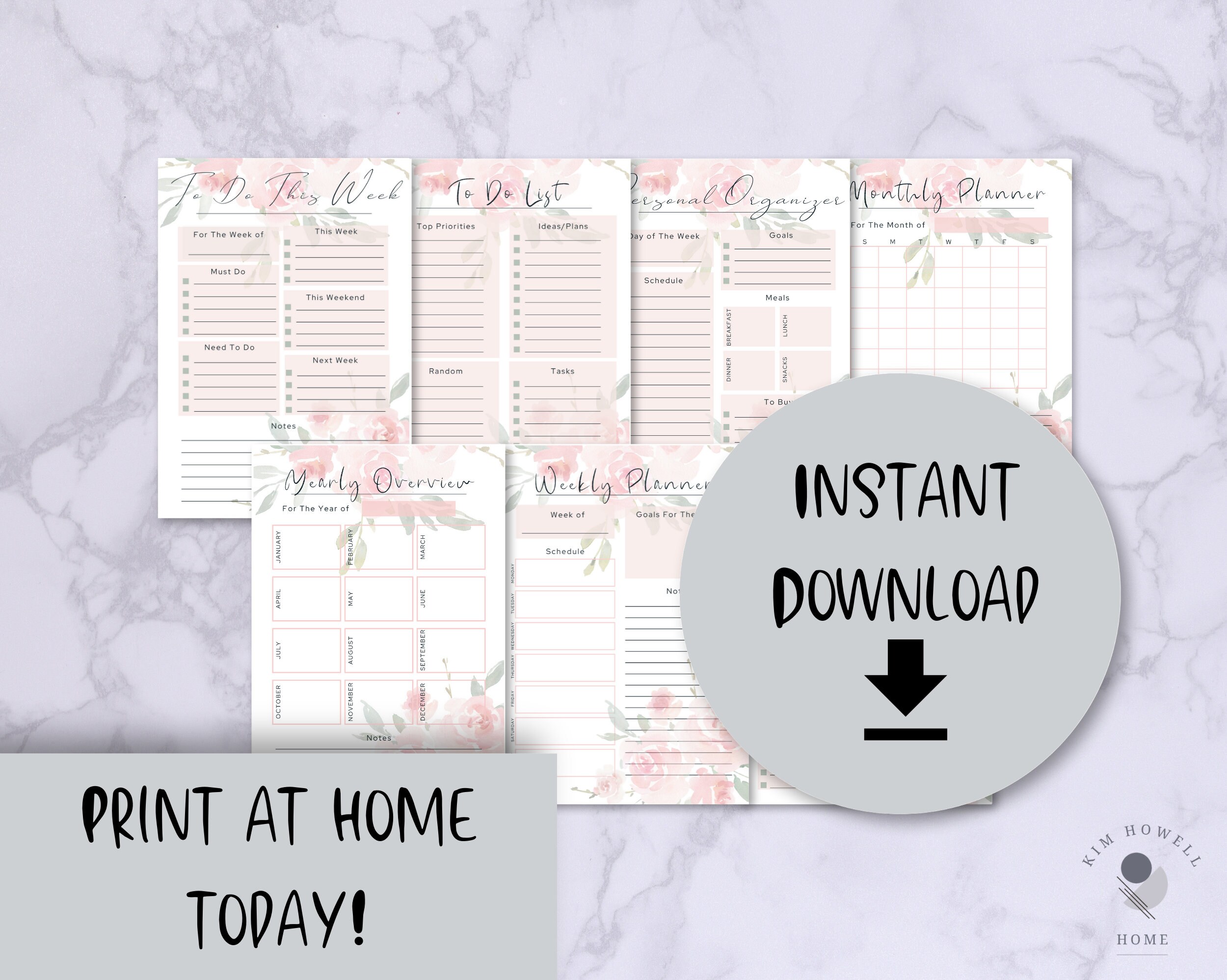 Peony Planner Printable Planner Bundle Weekly Planner - Etsy Australia