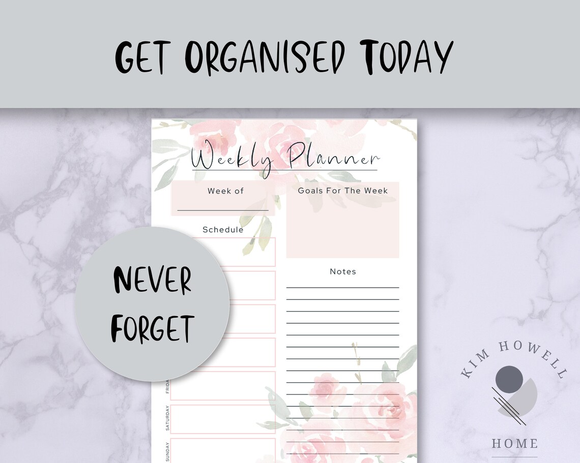 Peony Planner Printable Planner Bundle Weekly Planner - Etsy Australia