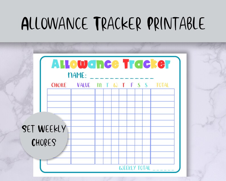 Printable Allowance Tracker | Chore Chart | Earn Pocket Money | Pocket ...