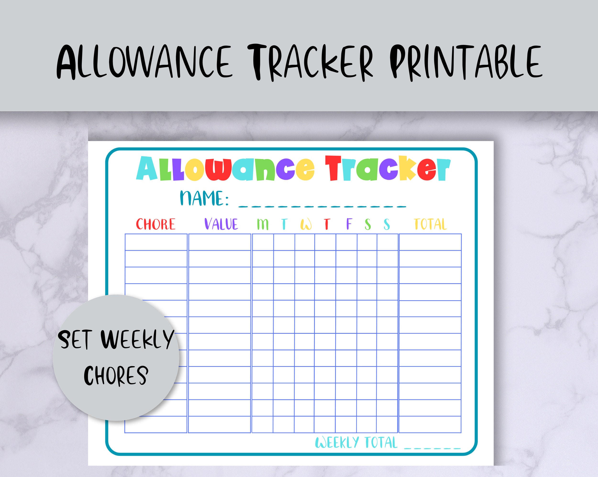 Printable Allowance Tracker | Chore Chart | Earn Pocket Money | Pocket ...