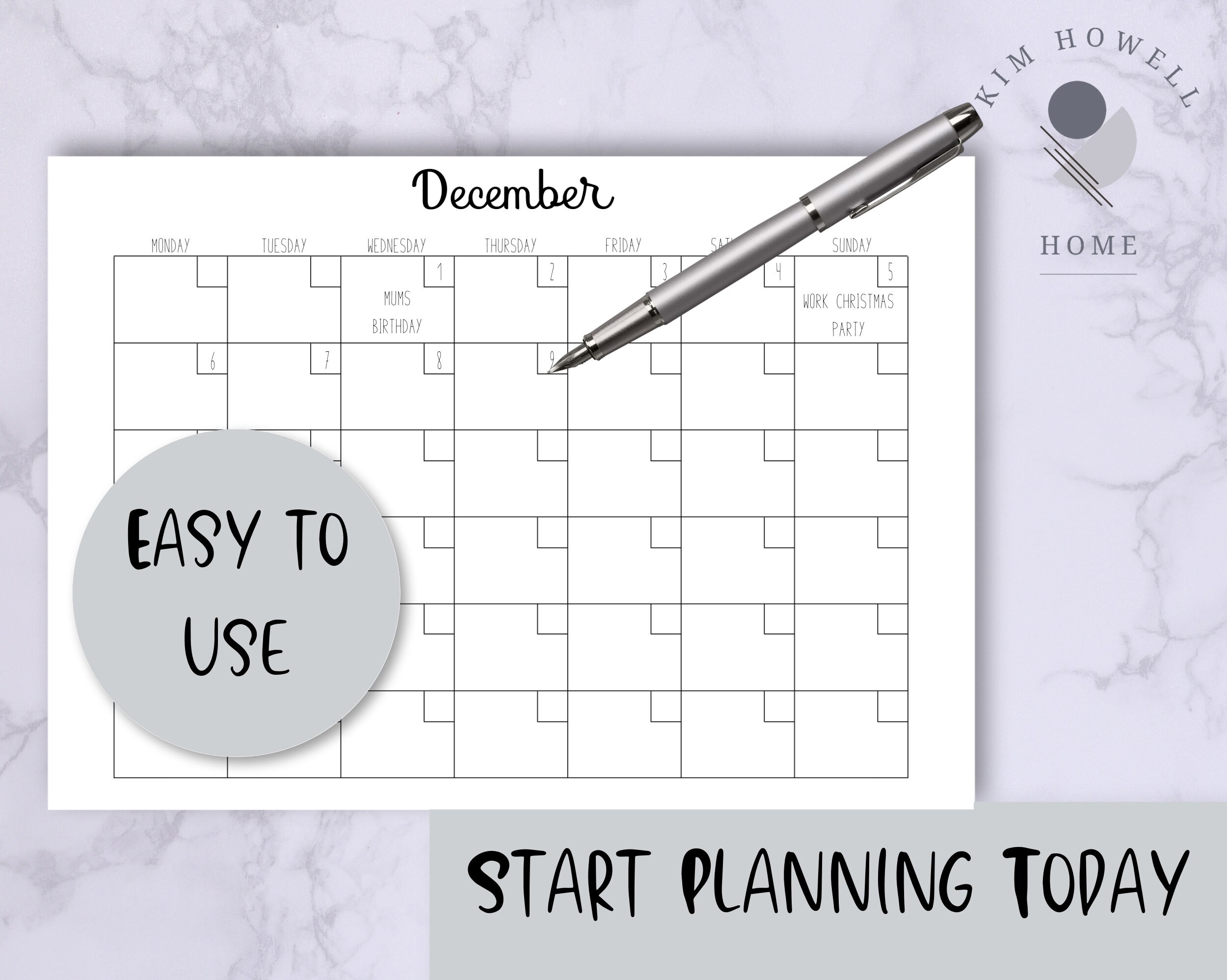 Printable Yearly Planner Monthly Planner Blank Yearly - Etsy