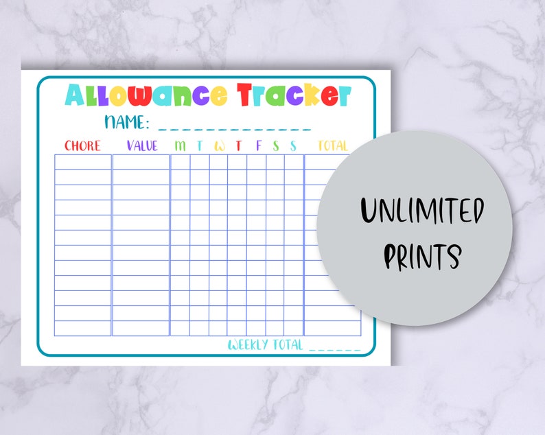 Printable Allowance Tracker | Chore Chart | Earn Pocket Money | Pocket ...