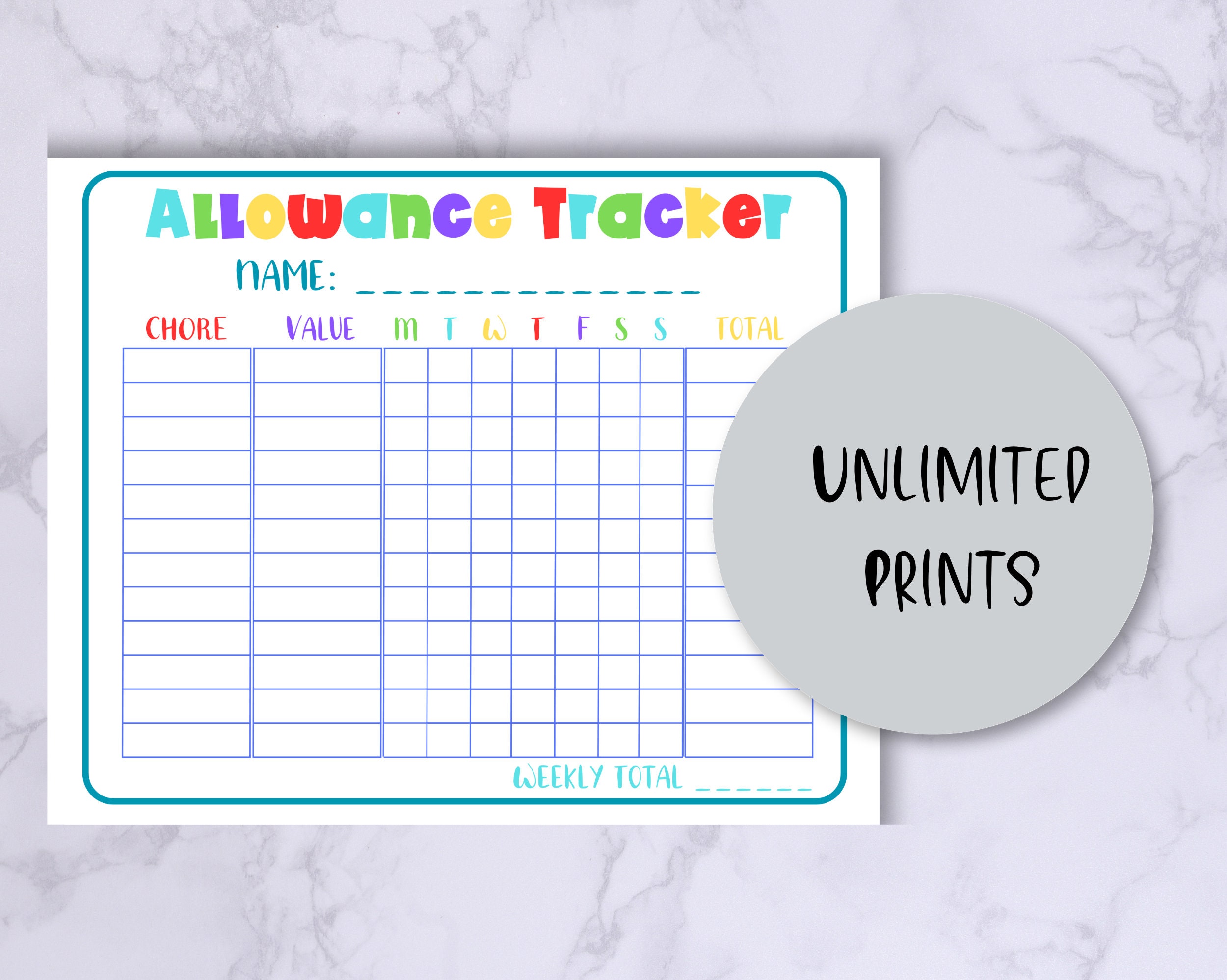 Printable Allowance Tracker | Chore Chart | Earn Pocket Money | Pocket ...