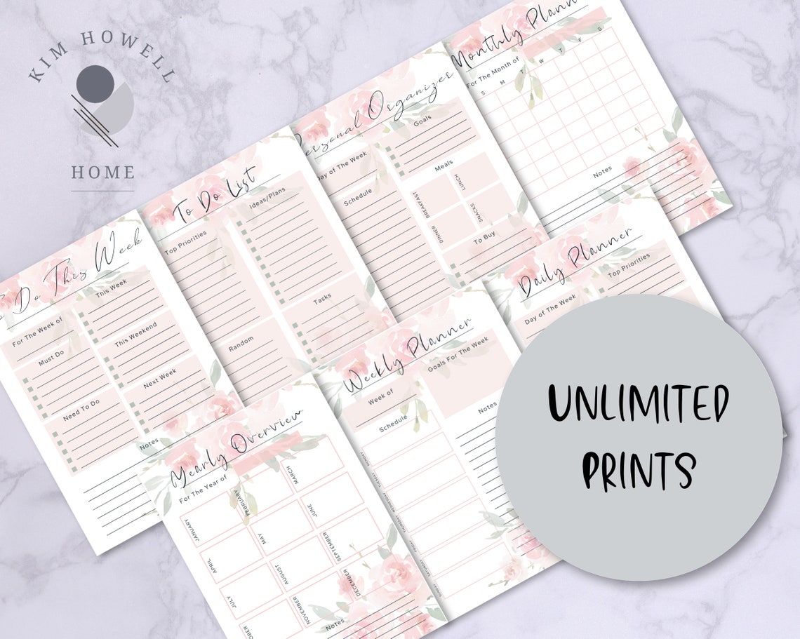 Peony Planner Printable Planner Bundle Weekly Planner - Etsy