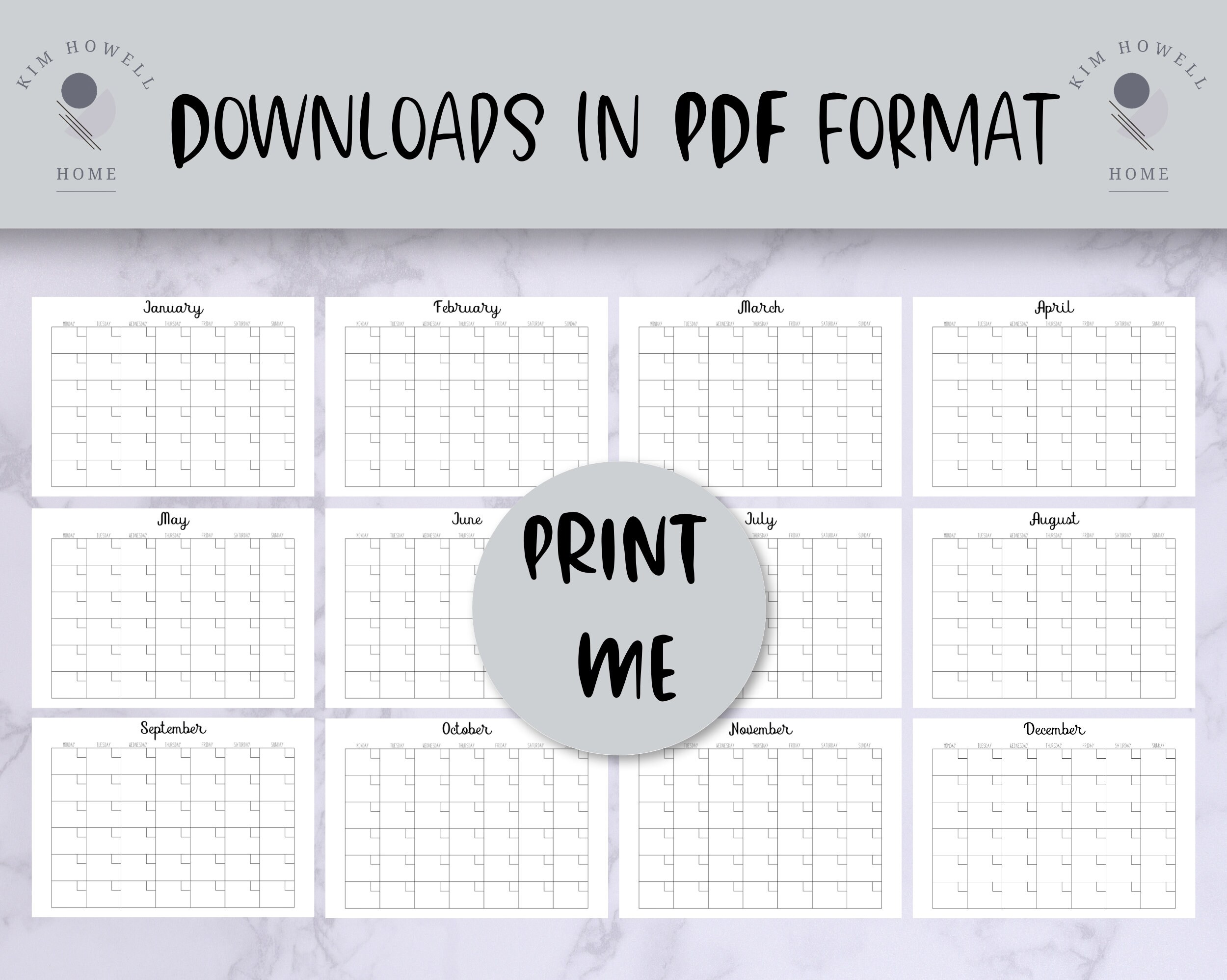 Printable Yearly Planner Monthly Planner Blank Yearly - Etsy
