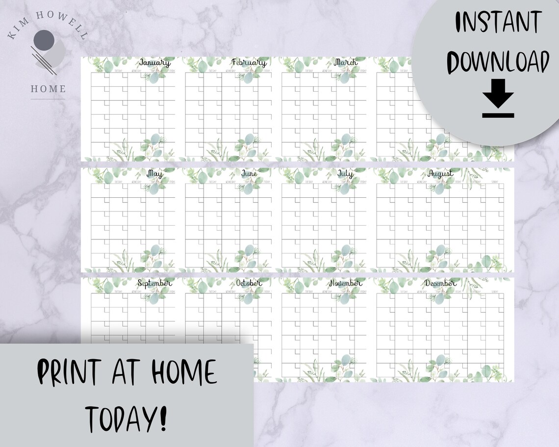 Printable Yearly Planner Monthly Planner Blank Yearly Planner ...