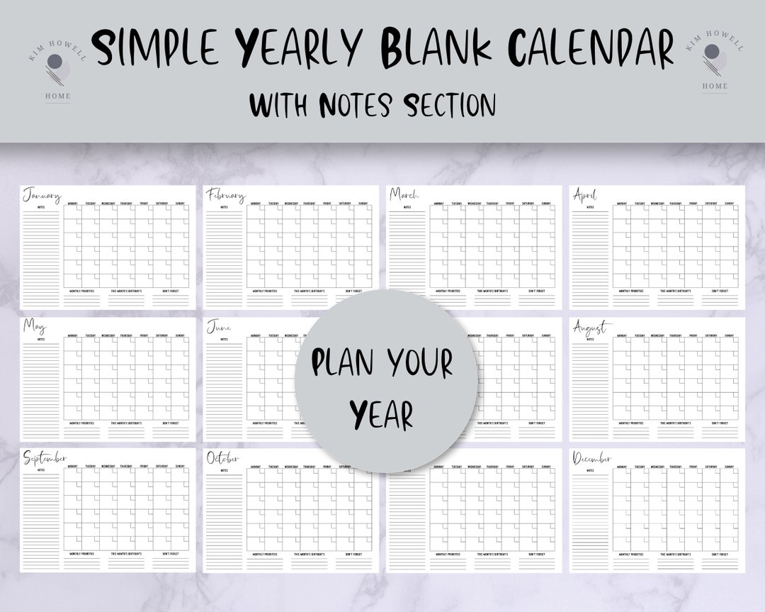 Printable Yearly Planner | Monthly Planner | Blank Yearly Planner ...