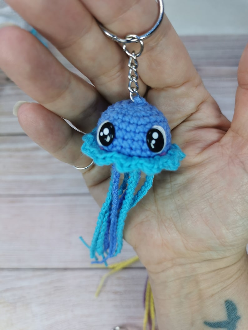 Jellyfish Key Ring, Kawaii Handmade Crochet Amigurumi - Etsy