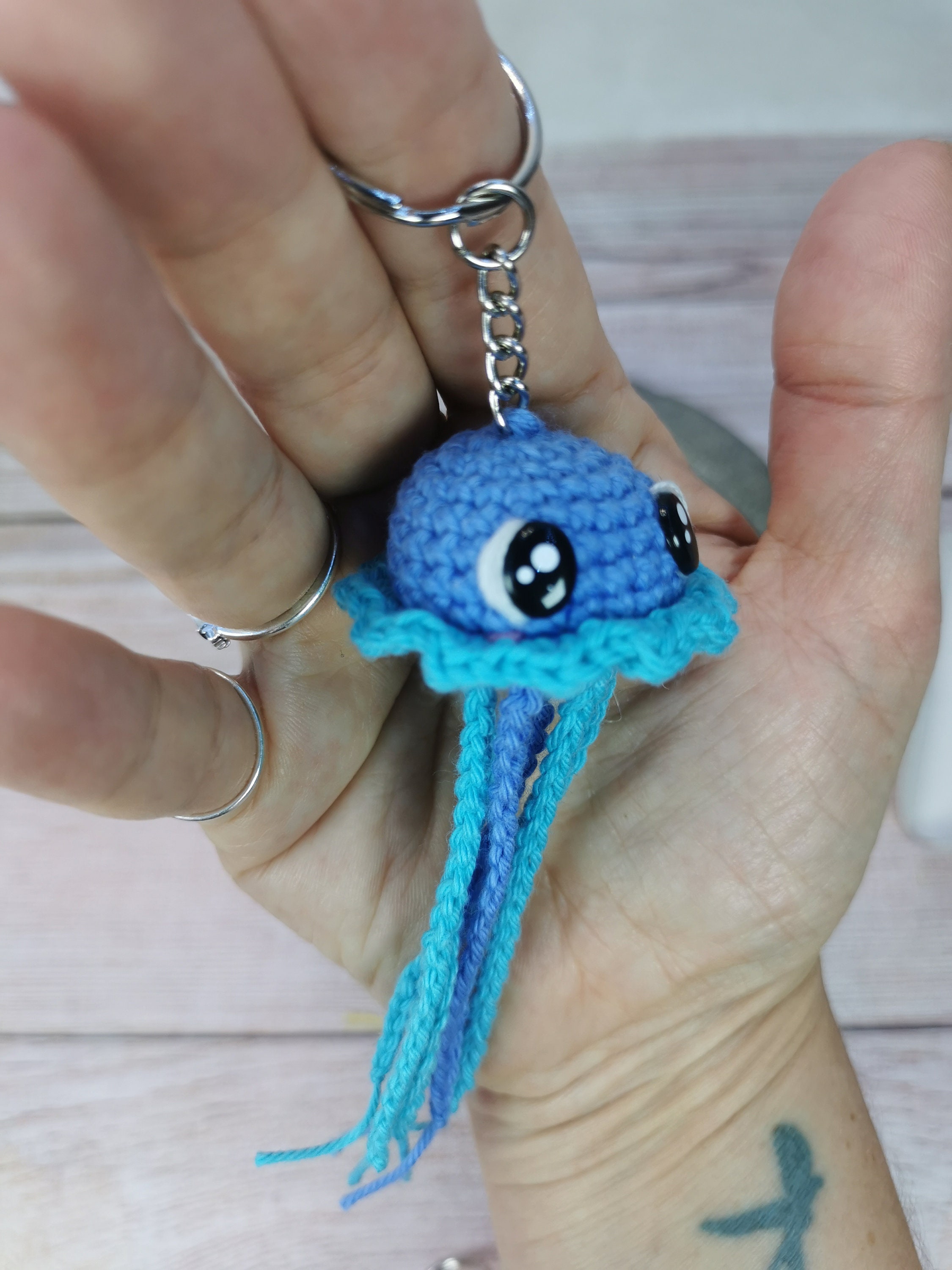 Jellyfish Key Ring, Kawaii Handmade Crochet Amigurumi - Etsy