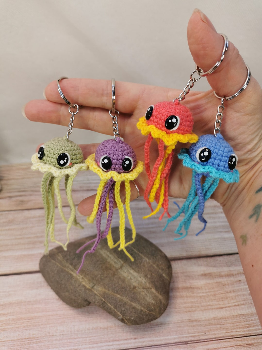 Jellyfish Keychain, Handmade Crochet Kawaii Amigurumi - Etsy