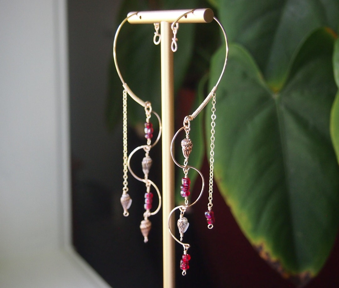 Seashell Hooks (single or Pair) | Red Beach Mermaidcore Ear Cuff Fake ...