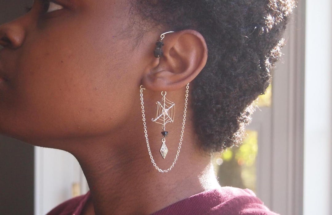 Spider Web Hooks (single or Pair) | Handmade Silver Spooky Halloween ...