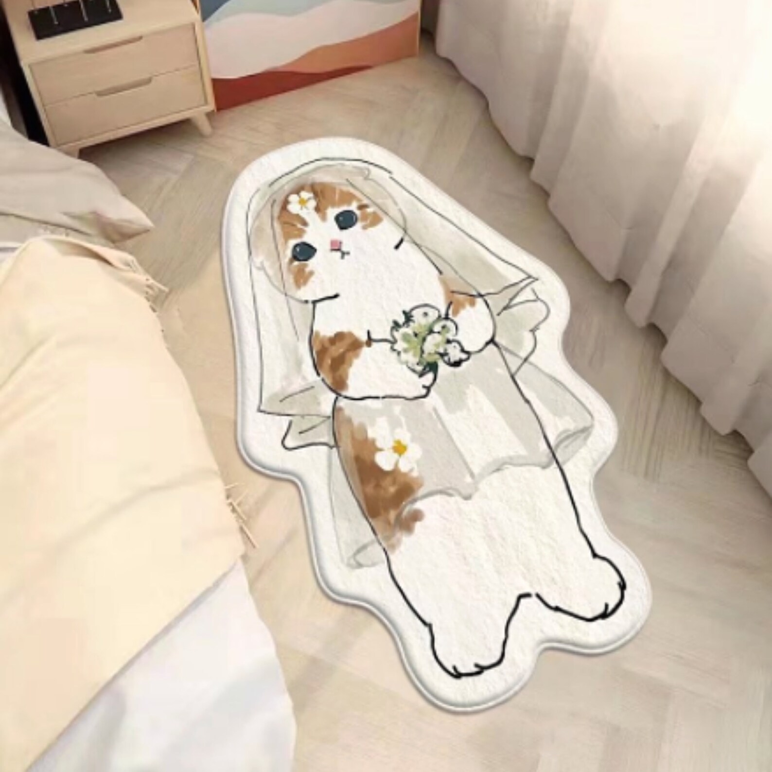 Super Cute Cat Shape Rug Kawaii Bride Cat Door Mat Cartoon - Etsy