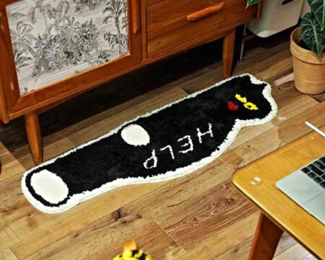 Cartoon Black Cat Carpet for Bedroom Cute Fluffy Rug for - Etsy