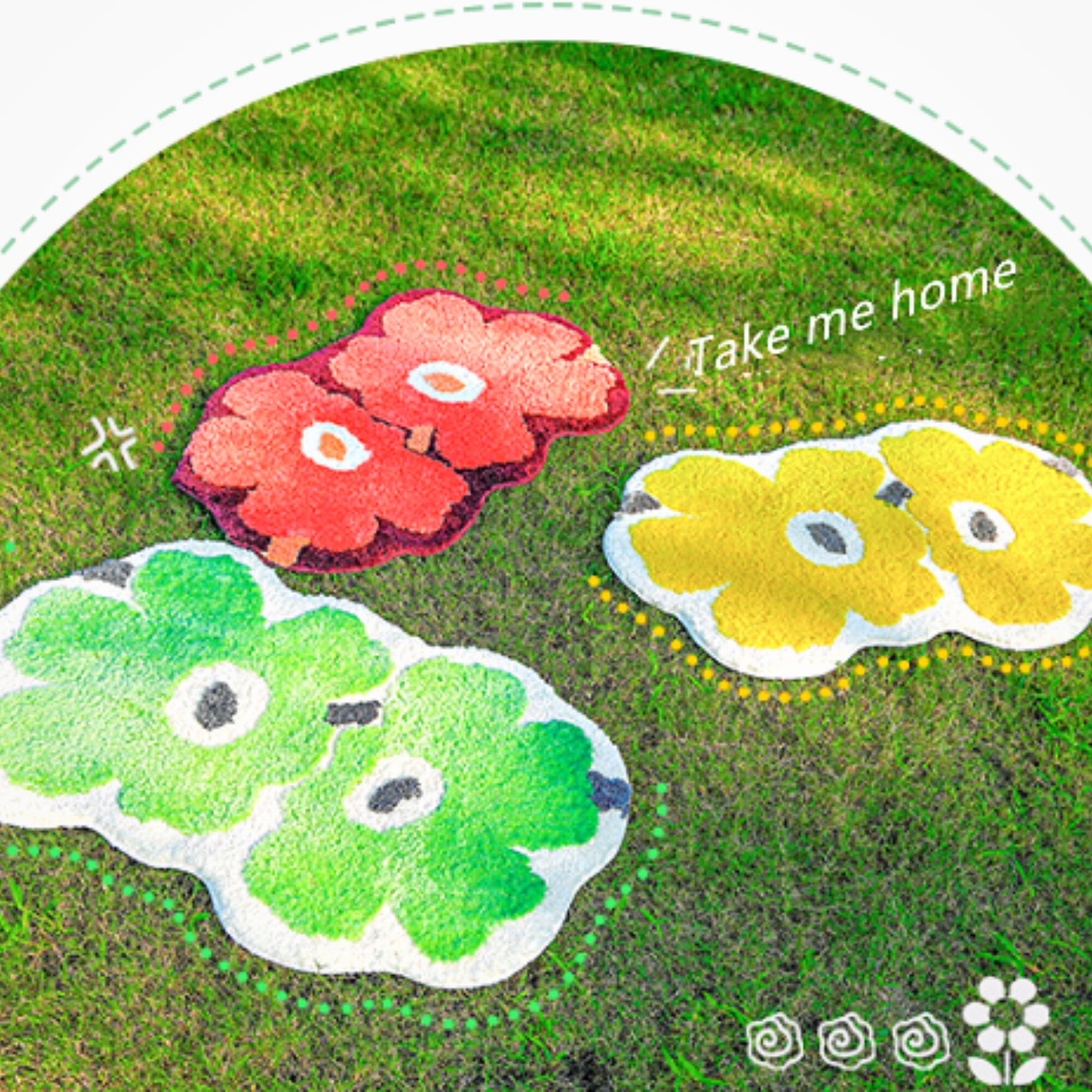 Spring Green Flower Rug Cute Cartoon Cloud Doormat Kawaii - Etsy