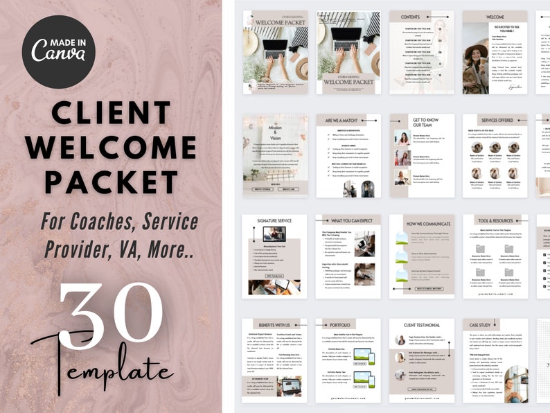 30 Client Welcome Packet for Coach ,onboarding New Client,business ...