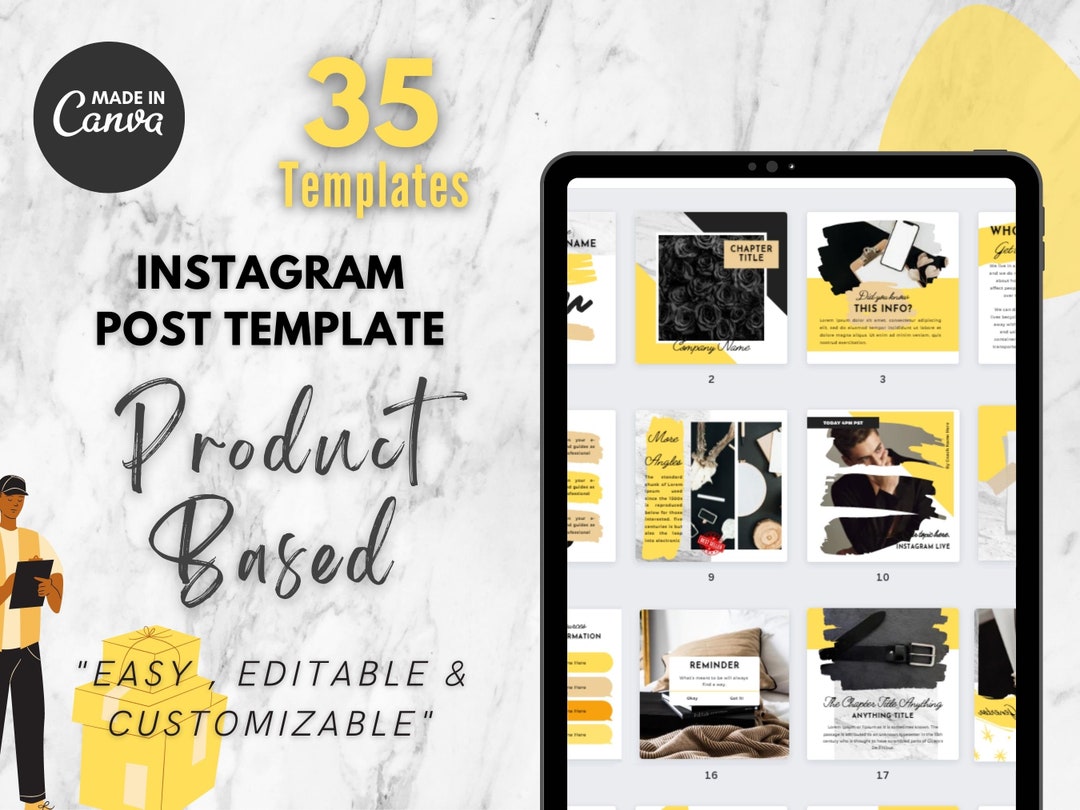 35 Editable Instagram Template,exciting Yellow Social Media Feed ...