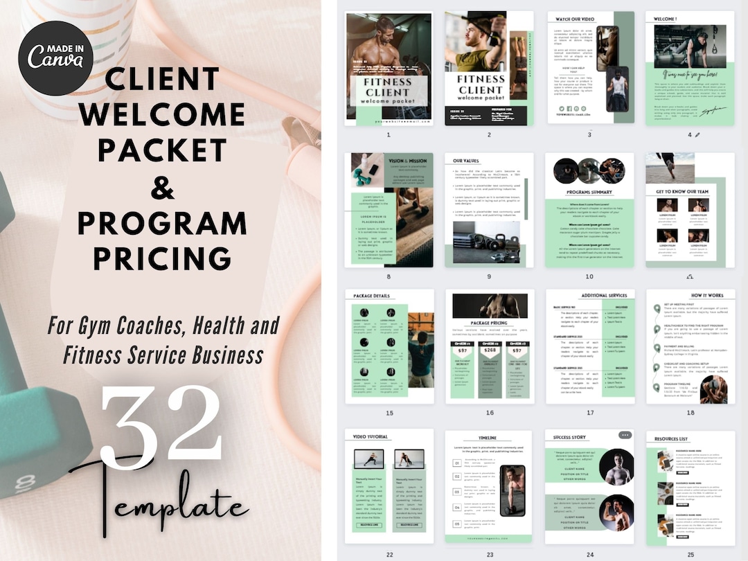 32 Fitness Client Welcome Packet for Health Nutrition Coaches, Fitness ...