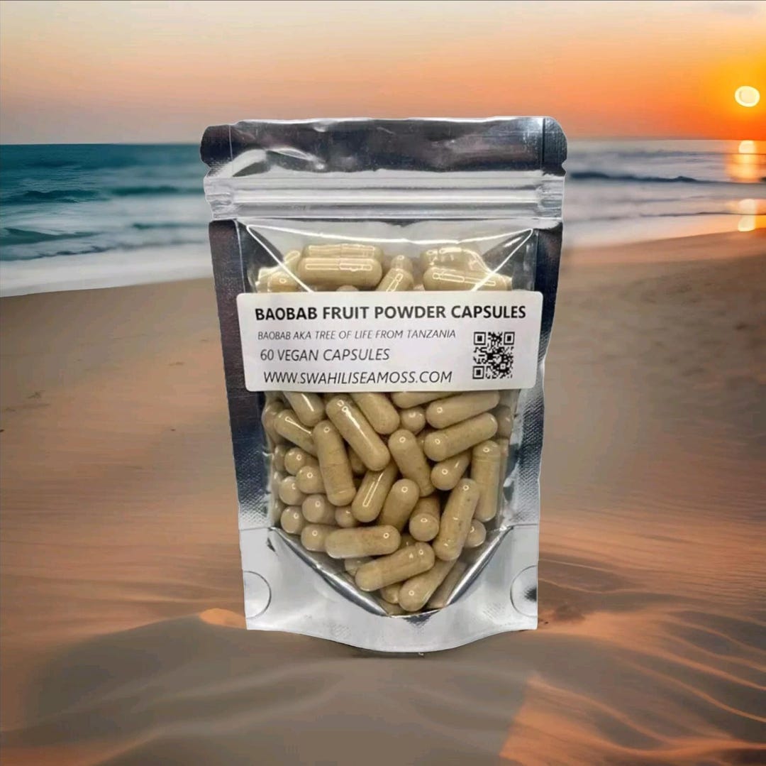 Baobab Fruit Powder 60 Vegan Capsules Size 00 (750mg) Raw Organic Herbs ...