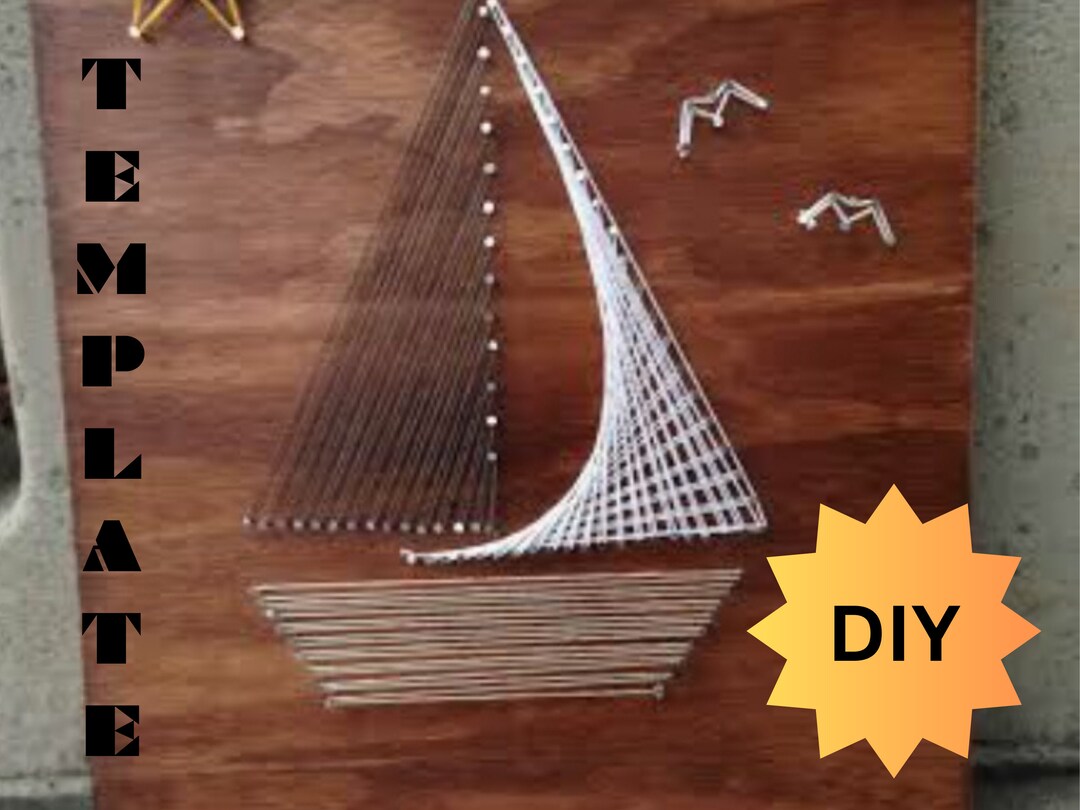 String Art Pattern Yacht Printable, Yacht String Art Pattern, DIY Craft ...
