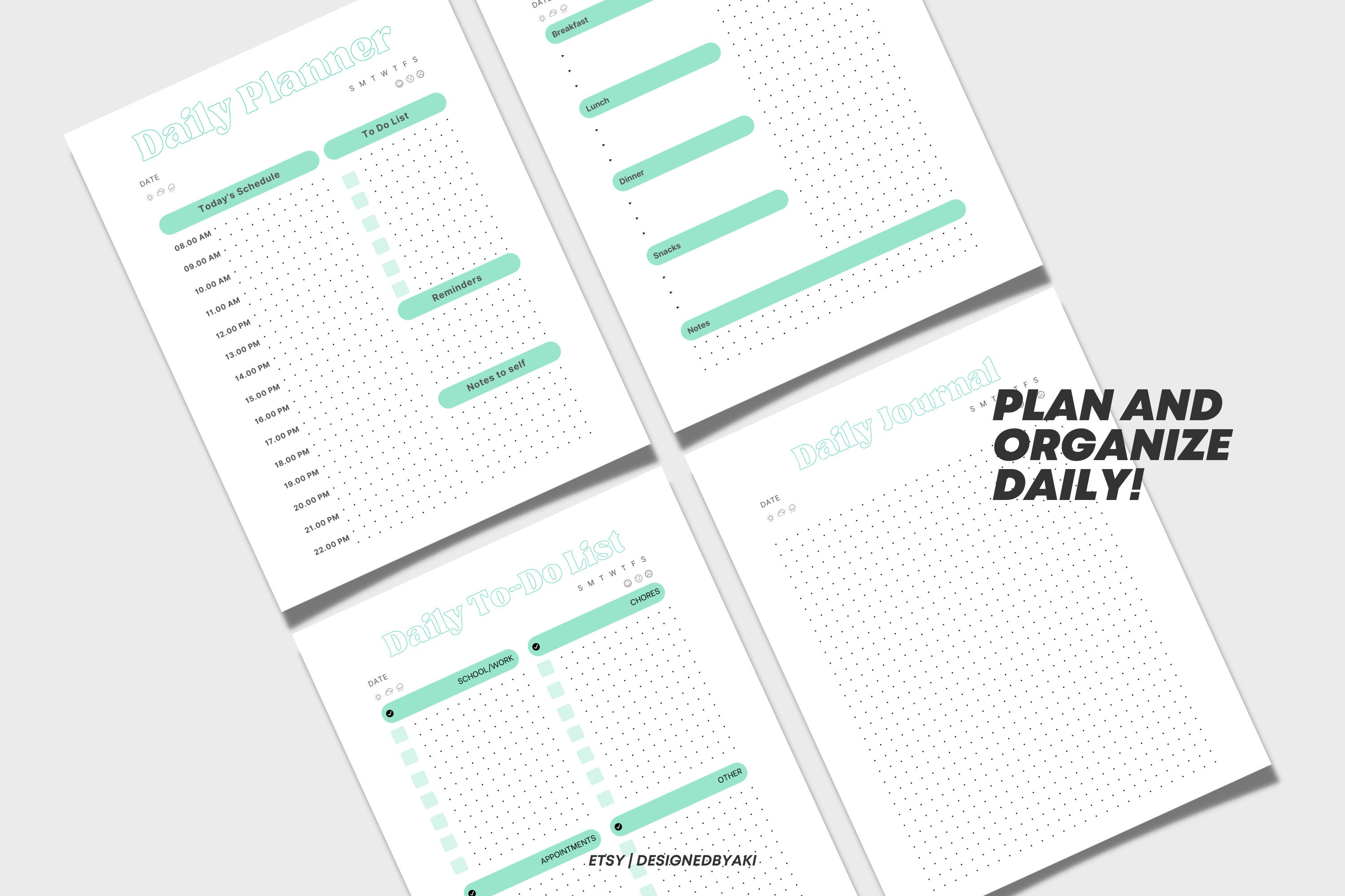 MINT Daily Planner | Printable Daily Planner | Printable Planner ...