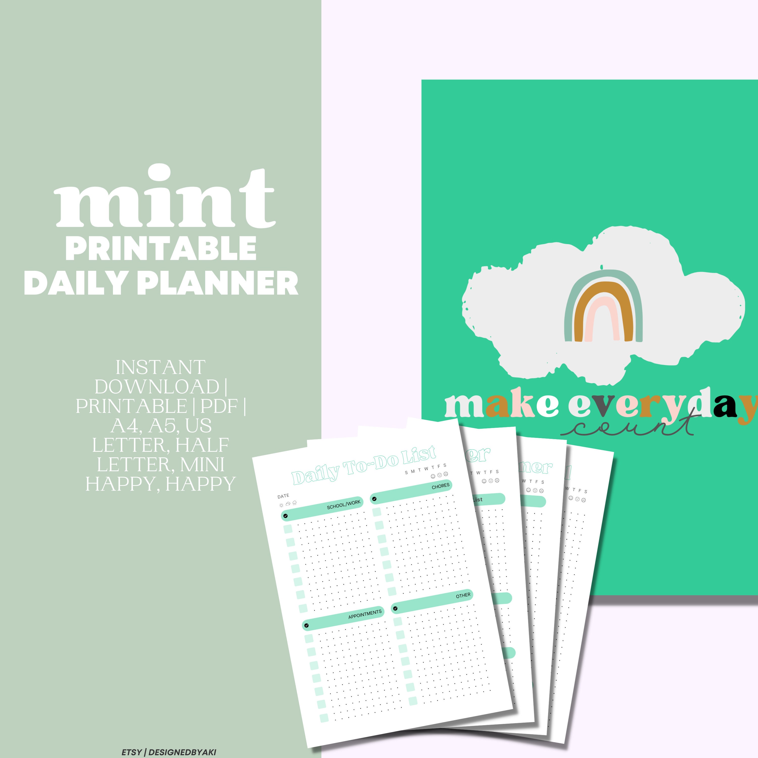 MINT Daily Planner | Printable Daily Planner | Printable Planner ...