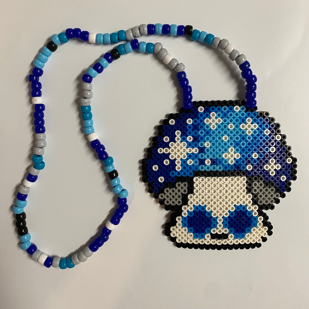 Trippy Mushroom Perler Necklace / Colorful Mushroom Perler / Psychedelic Perler Necklace ...