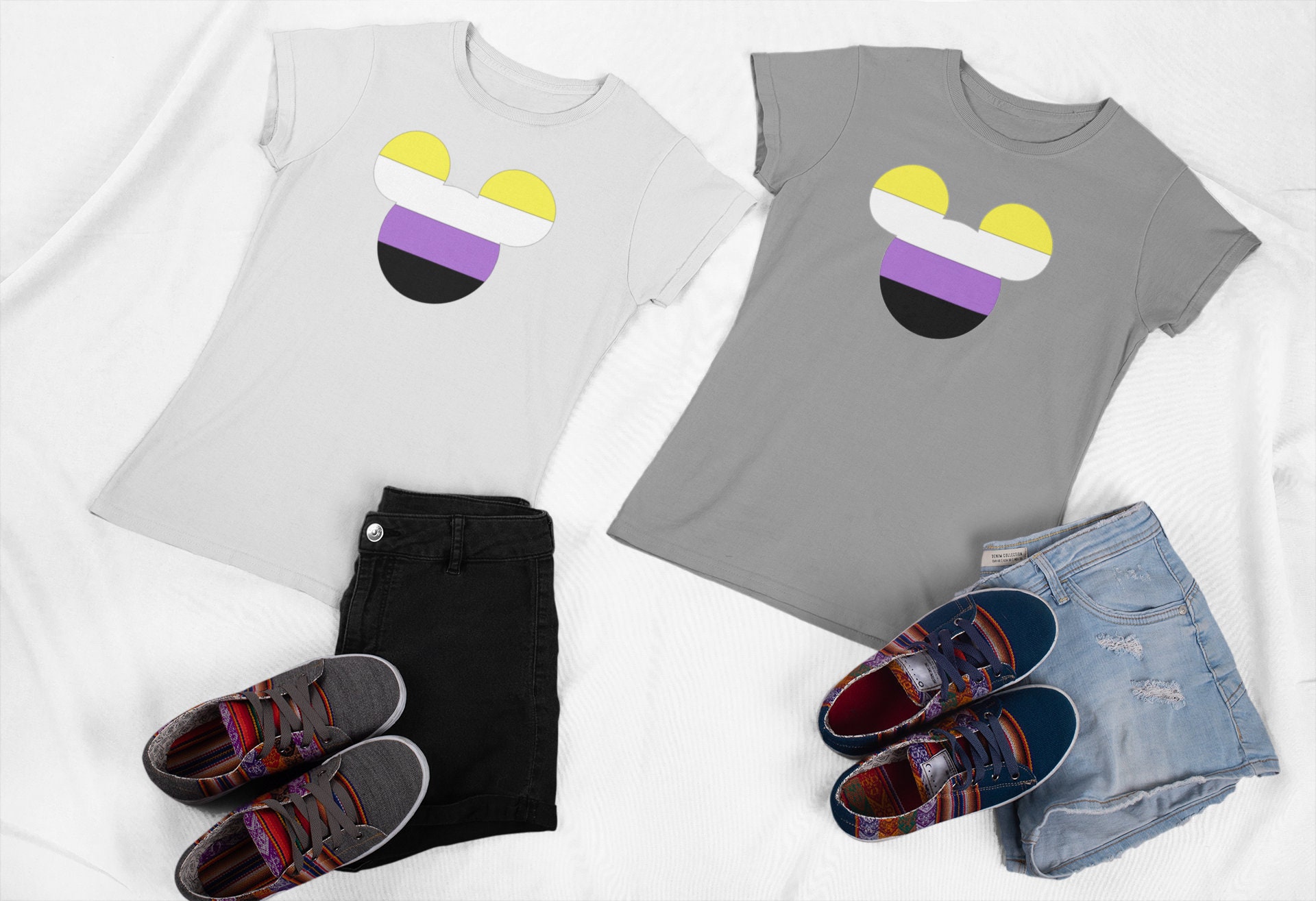 Mickey Mouse Head Non Binary Pride Flag Shirt / Disney Non Binary Pride ...