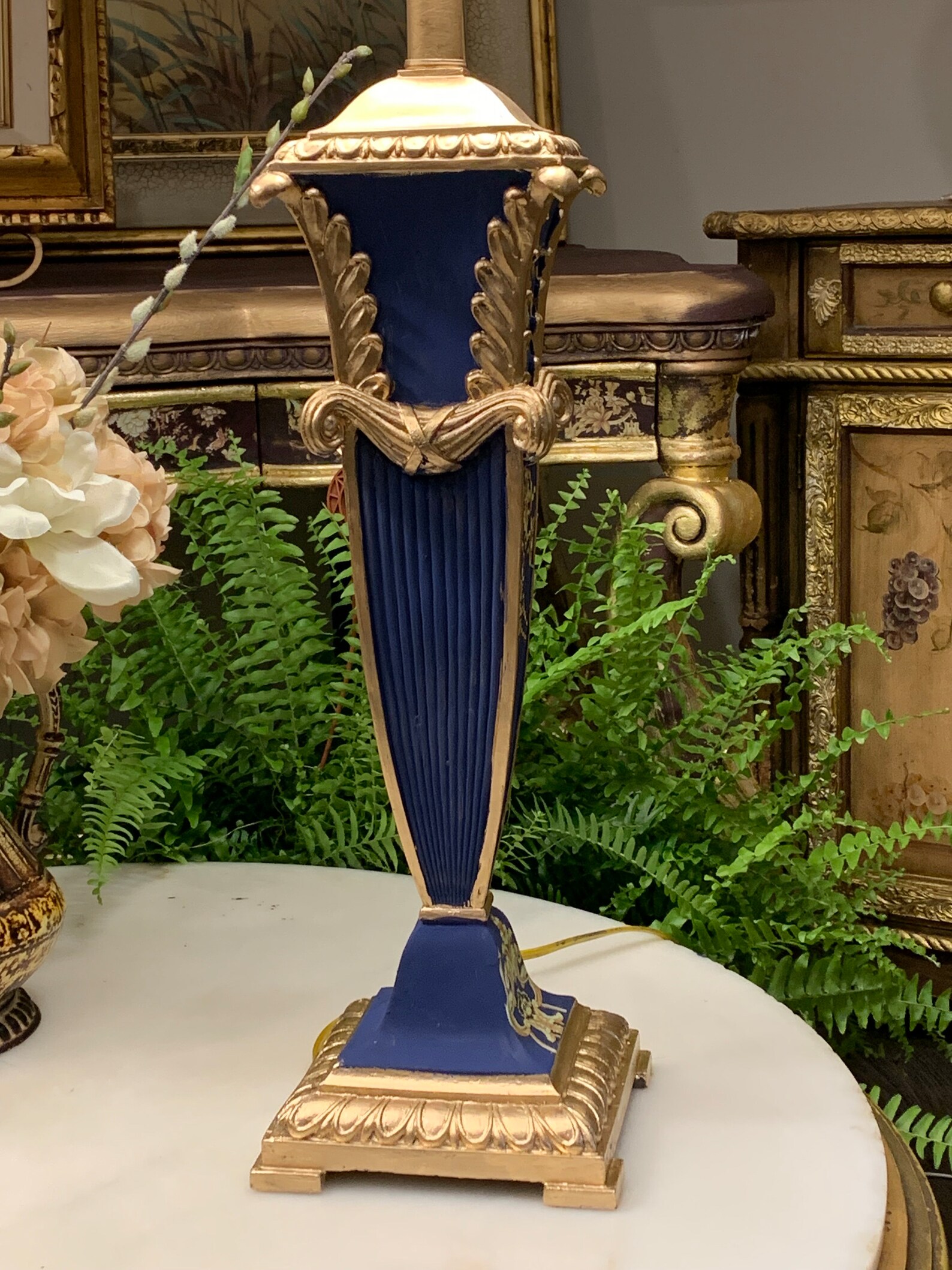 Stunning up Cycled Royal Blue Hand Painted Lamps set of 2 - Etsy