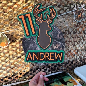 Hunting Birthday Cake Topper | Deer Buck Silhouette | Camo Party Decor ...