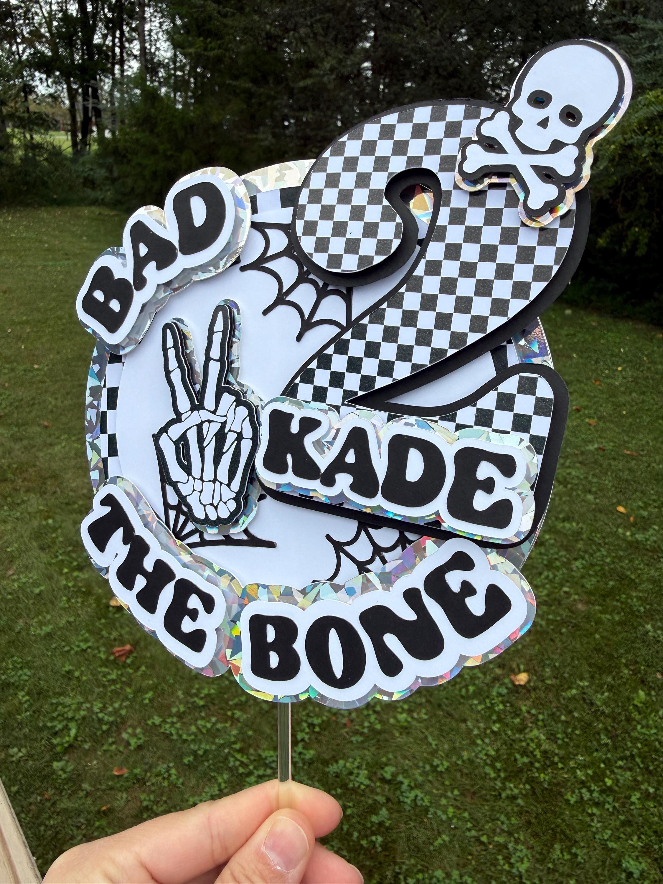 Personalized Bad to the Bone Cake Topper: Rock N Roll Skull Party - Etsy