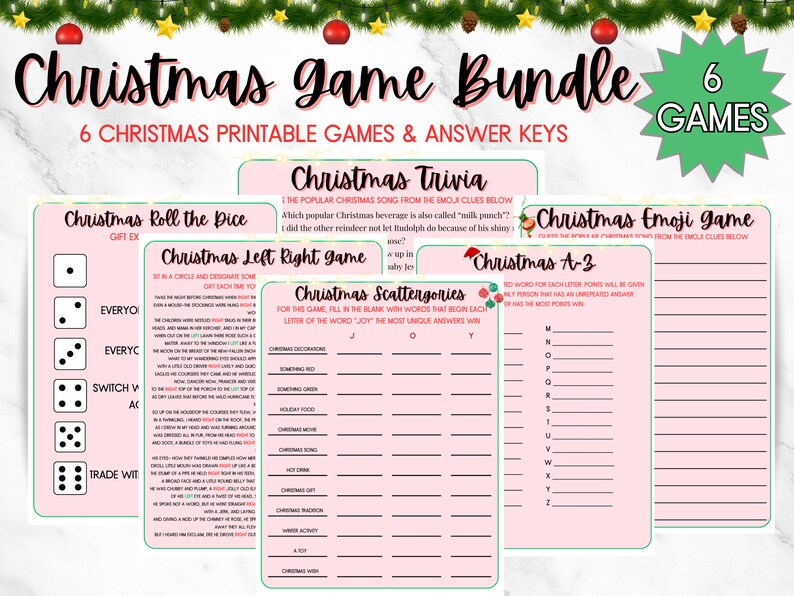 Printable Christmas Game Bundle Holiday Emoji Game Christmas Party Game ...