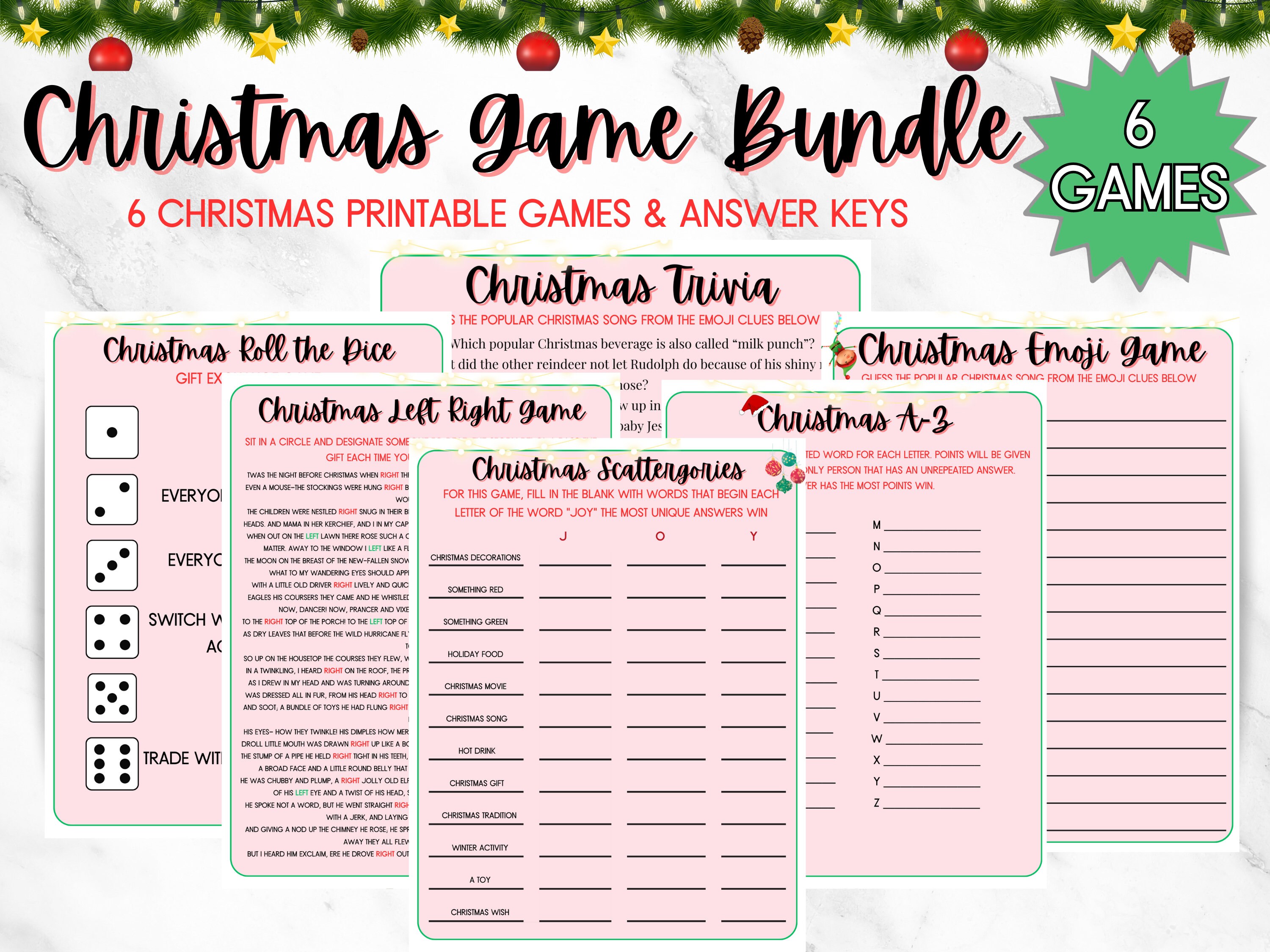 Printable Christmas Game Bundle Holiday Emoji Game Christmas Party Game ...