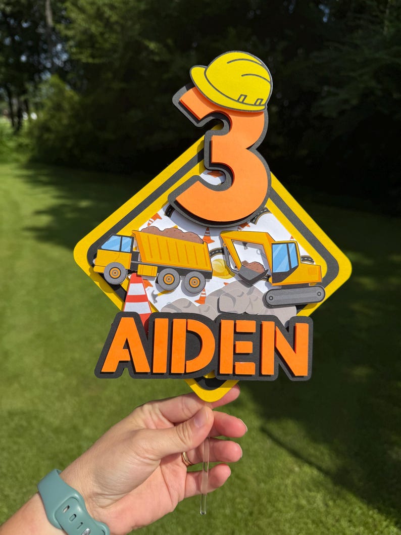 Construction Birthday Cake Topper: Custom Name & Age, Dump Truck Party ...