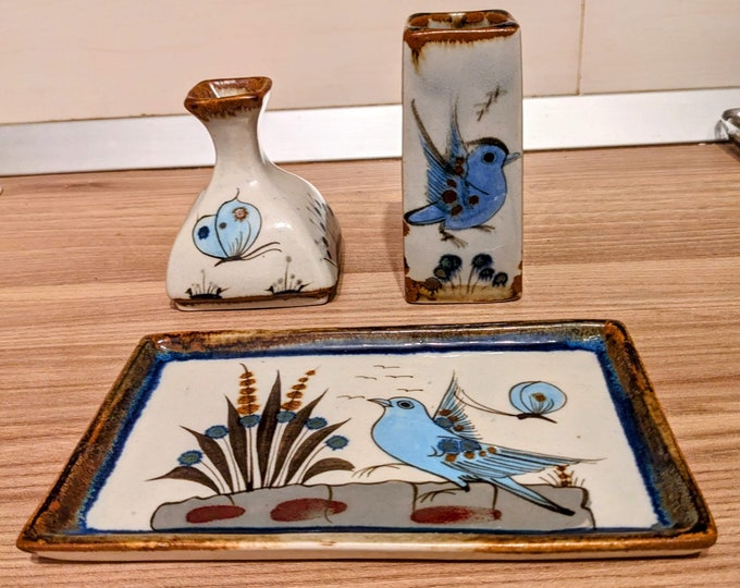 Ken Edwards Mexican Hand Painted Pottery 3 Small Pieces - Etsy
