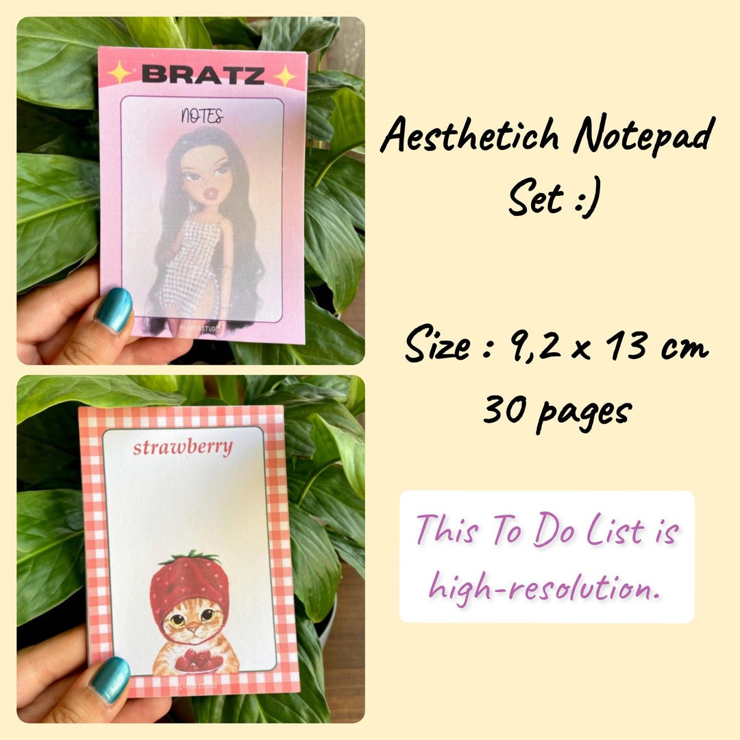 Aesthetic Glued Notepad Set, Cute to Do List, Back to School, Cute ...