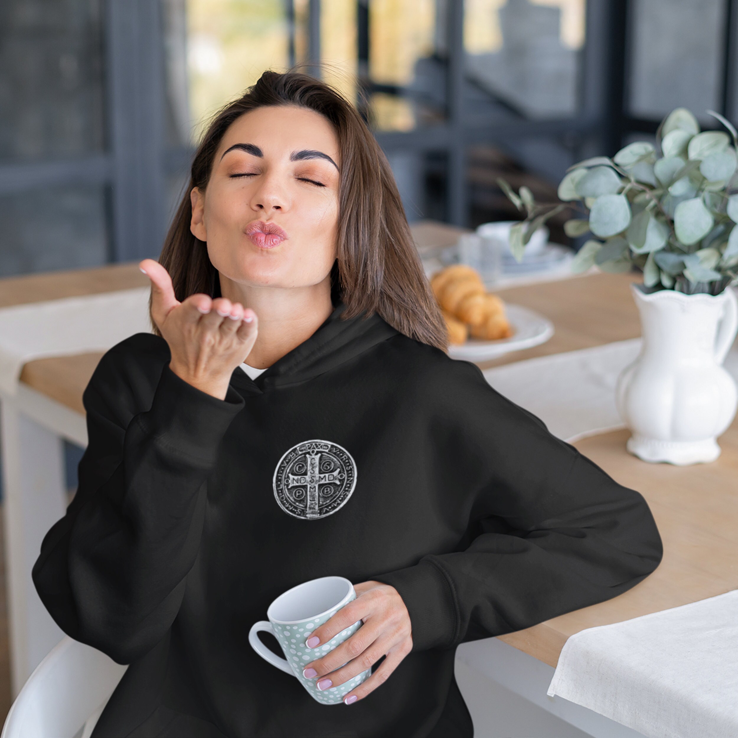 St Benedict Medal Hoodie Saint Benito Religious Christian Gifts for Men ...