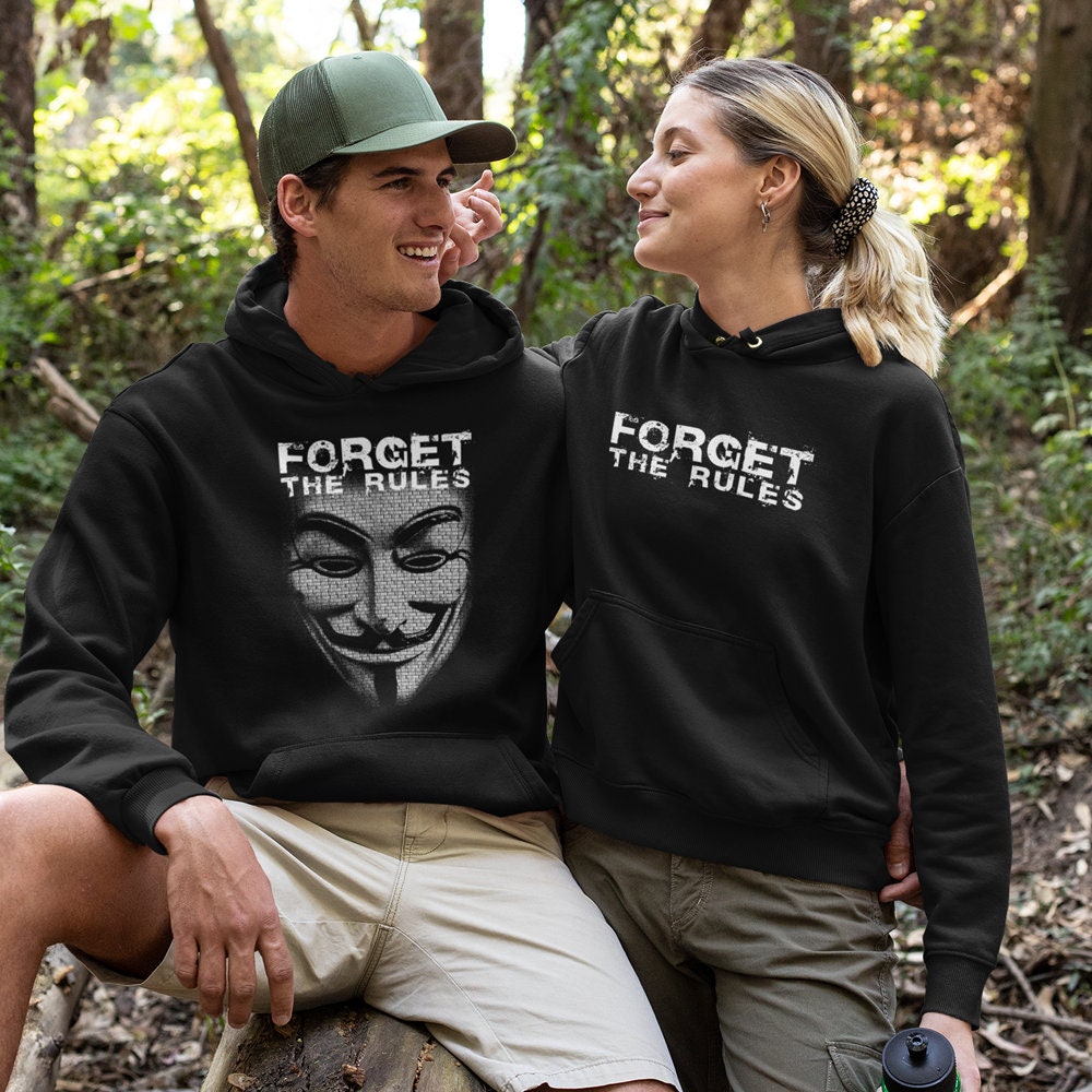 Anonymous Mask Forget the Rules Hoodie Vendetta Anarchy Liberty Disobey ...