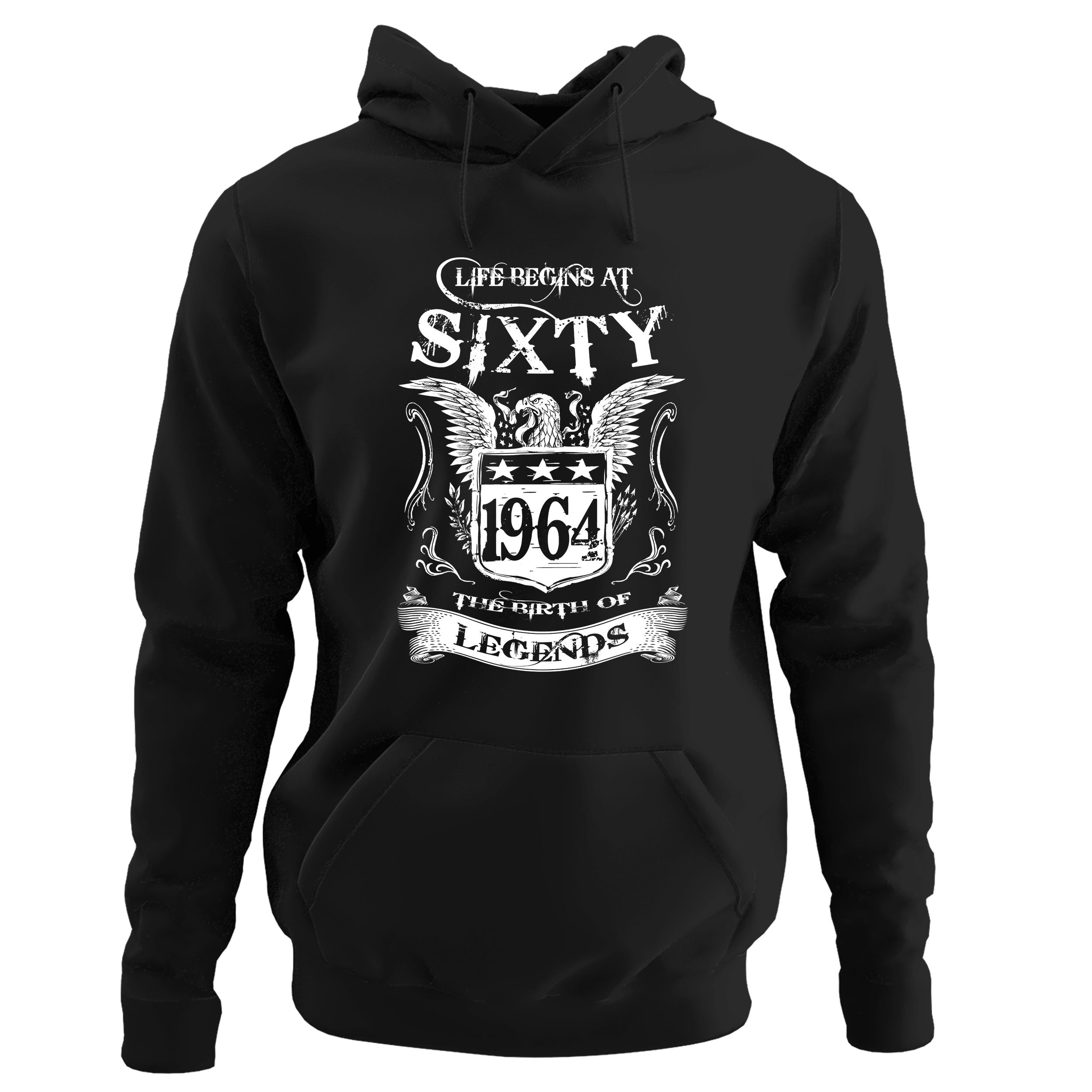 Life Begins at SIXTY 1964 Eagle Hoodie 60th Birthday Gifts for Him Men ...