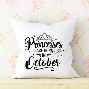 Princesses Born in October SVG PNG: Birthday Girl Design (digital ...