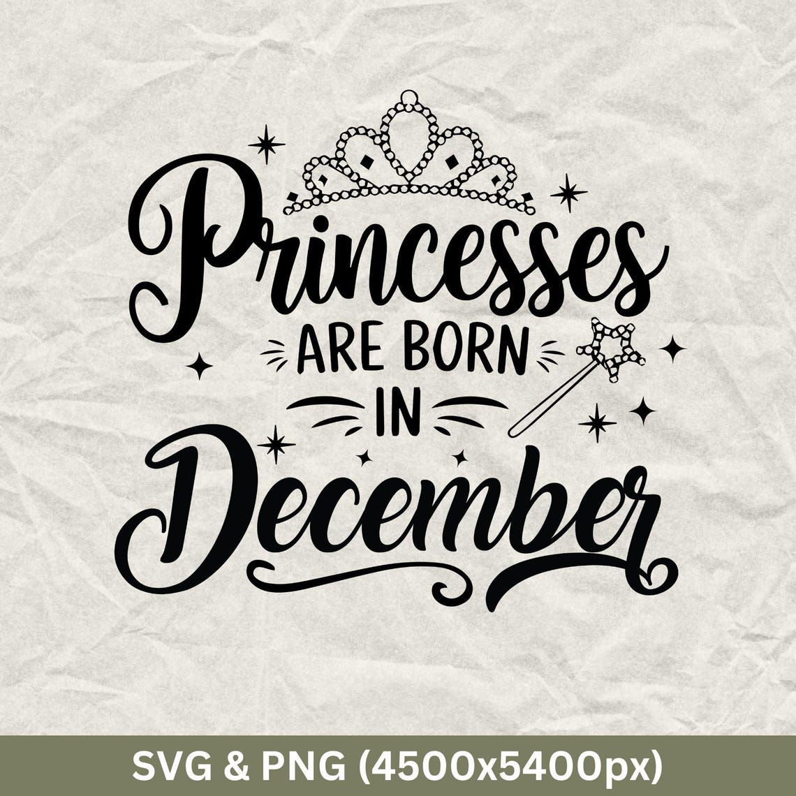 Princesses Born in December SVG PNG: Birthday Girl Design (digital ...