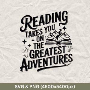 Reading Adventures SVG PNG: Book Lover Librarian Gift (digital Download ...