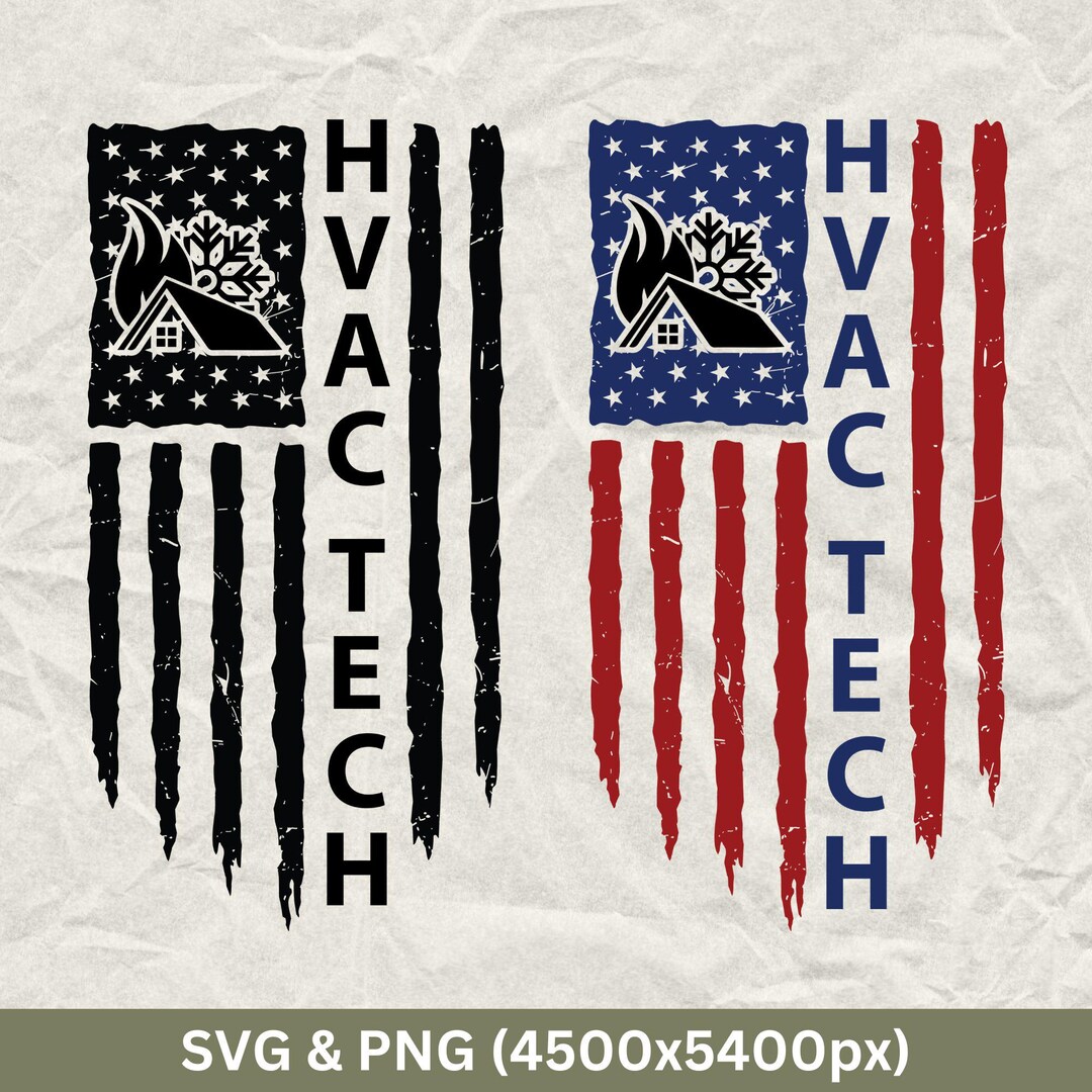 HVAC Tech American Flag SVG PNG: Patriotic Cut File - Etsy