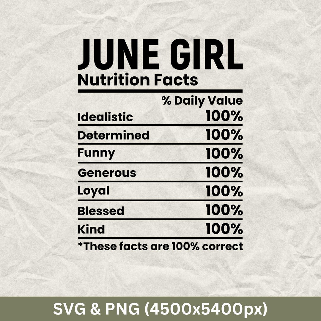 June Girl Nutrition Facts SVG, June Birthday Shirts, Funny Birthday ...