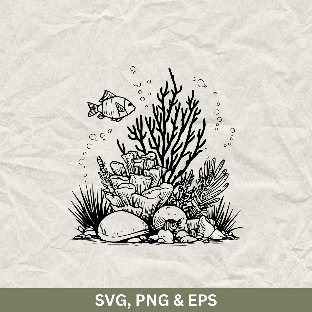 Coral Silhouette SVG PNG EPS, Sea Reef Clipart, Ocean Marine Plant ...