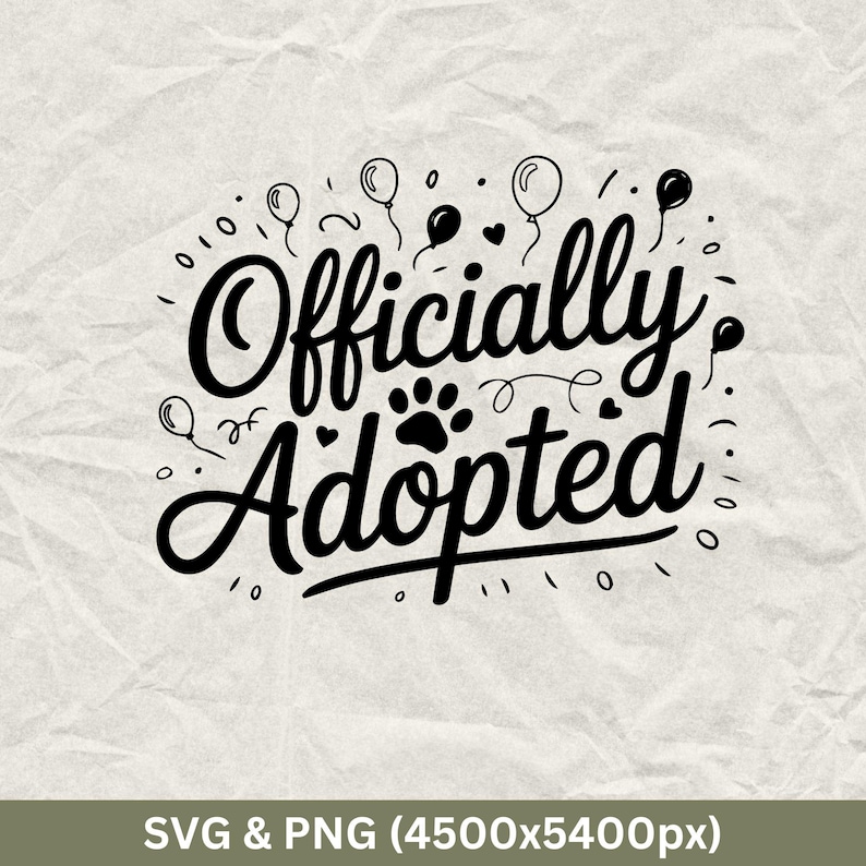 Officially Adopted Svg, Animal Rescue Svg, Animal Charity, Support ...