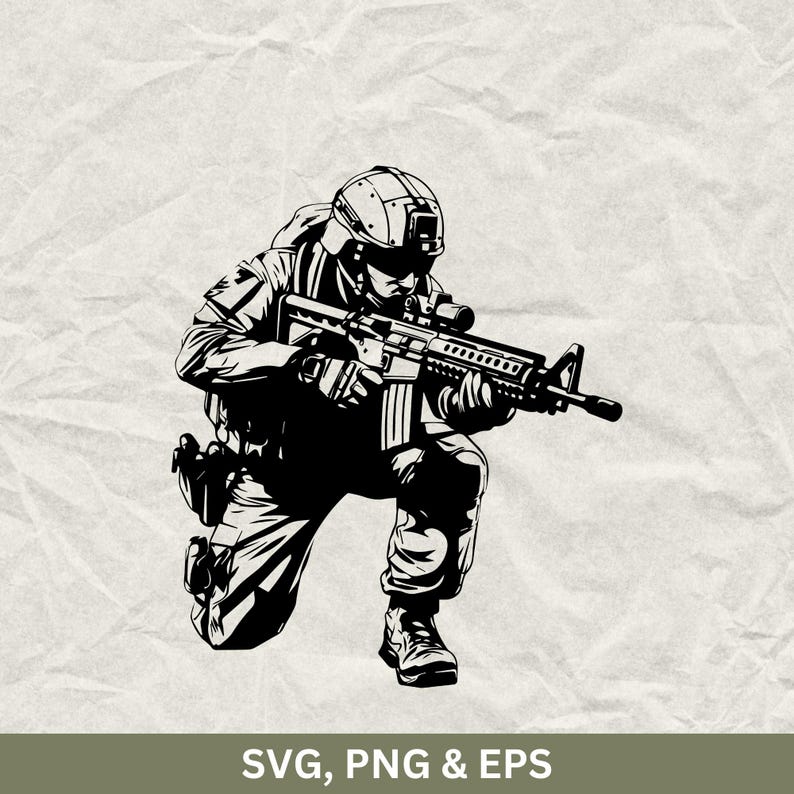 Soldier Silhouette SVG PNG EPS, Army Military Clipart, Veteran ...