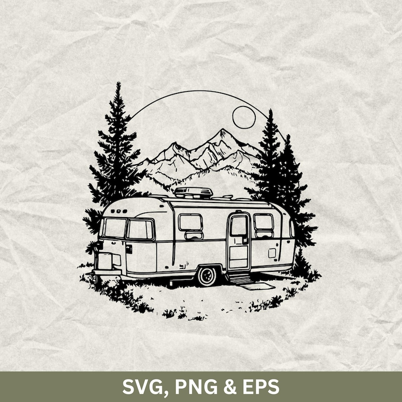 Vintage Caravan Drawing - Etsy